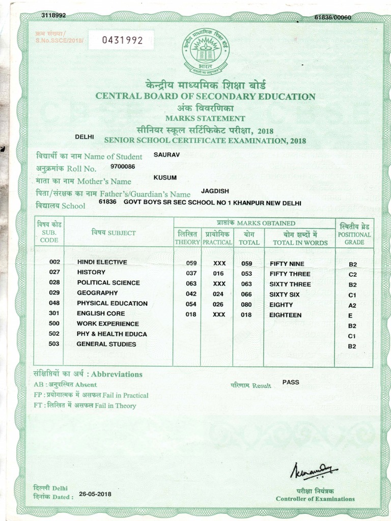 12 Marksheet-1 | PDF