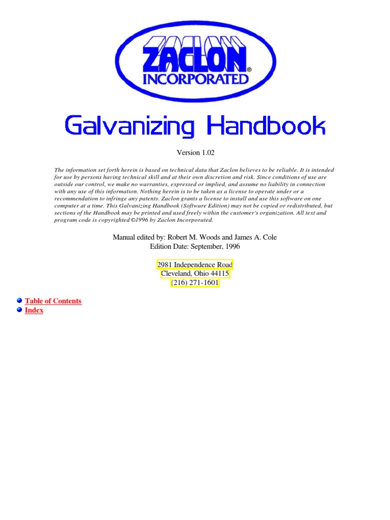 Zaclon Galvanizing Handbook | PDF | Hydrochloric Acid | Galvanization