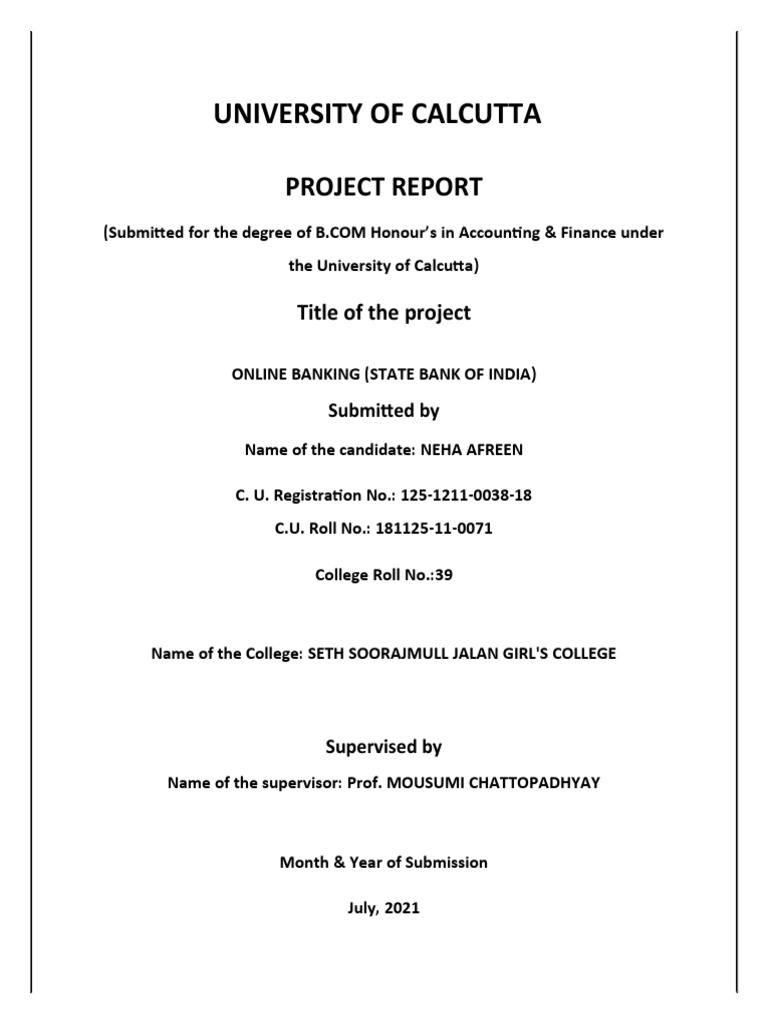 University of Calcutta: Project Report | PDF | Economies | Business