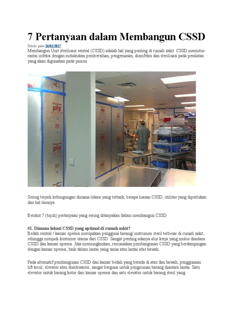 7 Pertanyaan Dalam Membangun CSSD | PDF