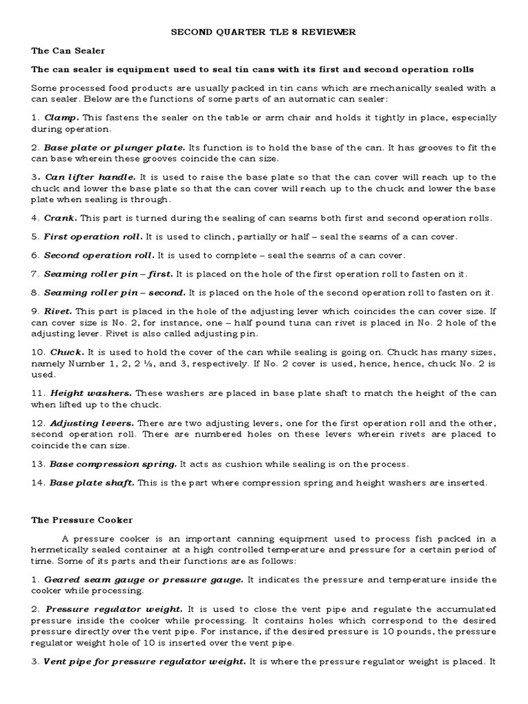 Tle Grade 8 Reviewer C | PDF | Fahrenheit | Celsius