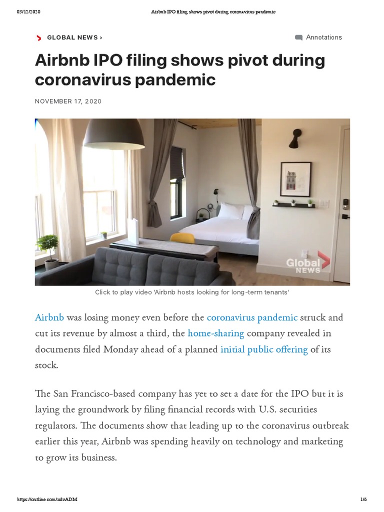 Airbnb IPO Filing Shows Pivot During Coronavirus Pandemic | PDF ...