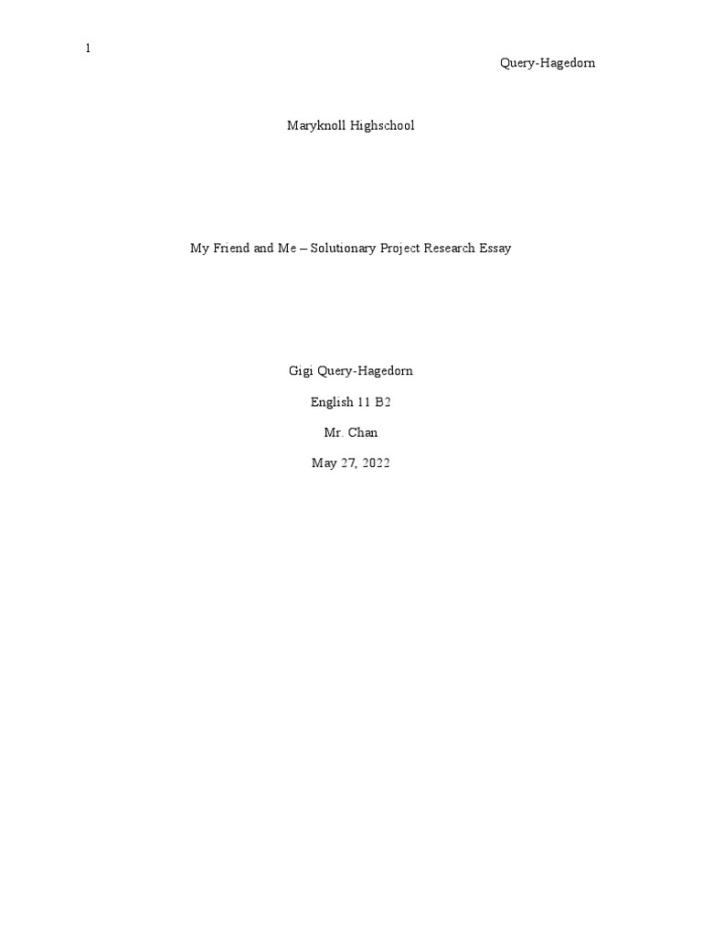 Solutionary Project Final Essay | PDF | Well Being | Mental Health