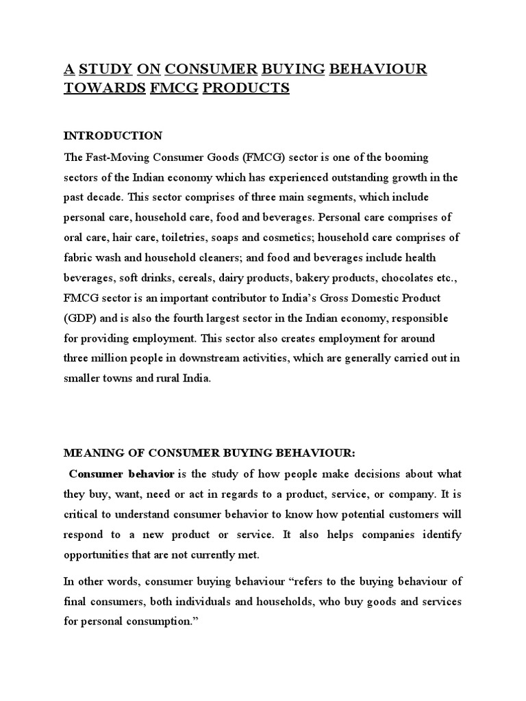 Understanding Consumer Buying Behaviour Towards Fast Moving Consumer ...