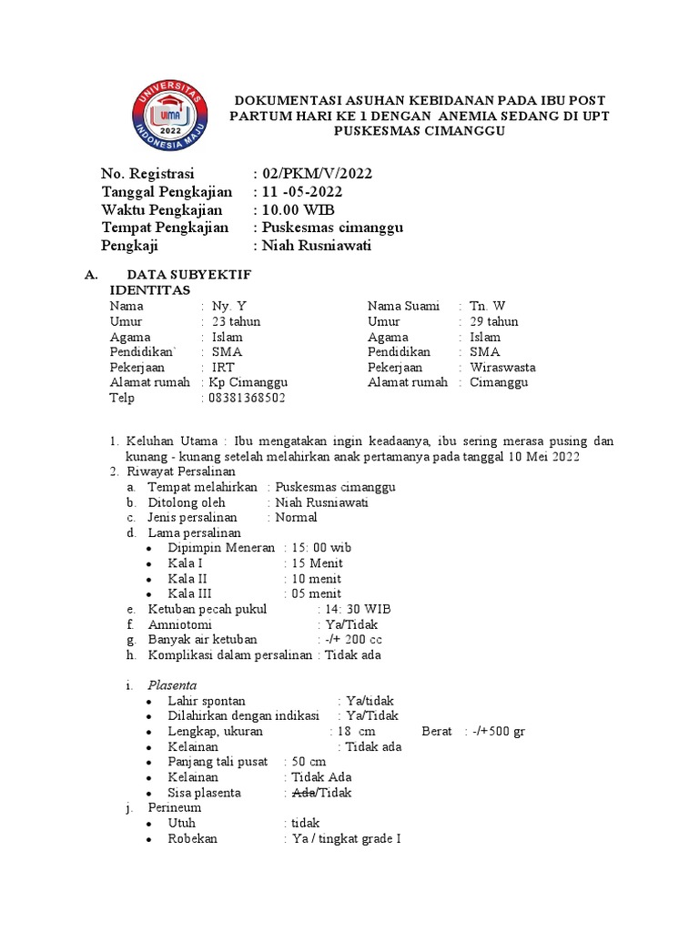 SOAP PNC NIAH RUSNIAWATI Revisi | PDF