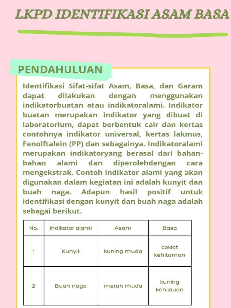 LKPD Identifikasi Asam Basa | PDF