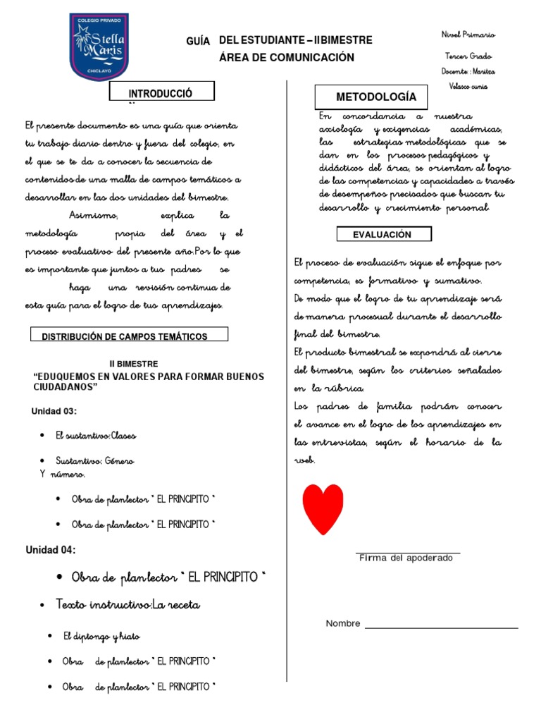 Guia Del Estudiante-Syllabus-3 Grado de Primaria Miss Maritza Velasco ...