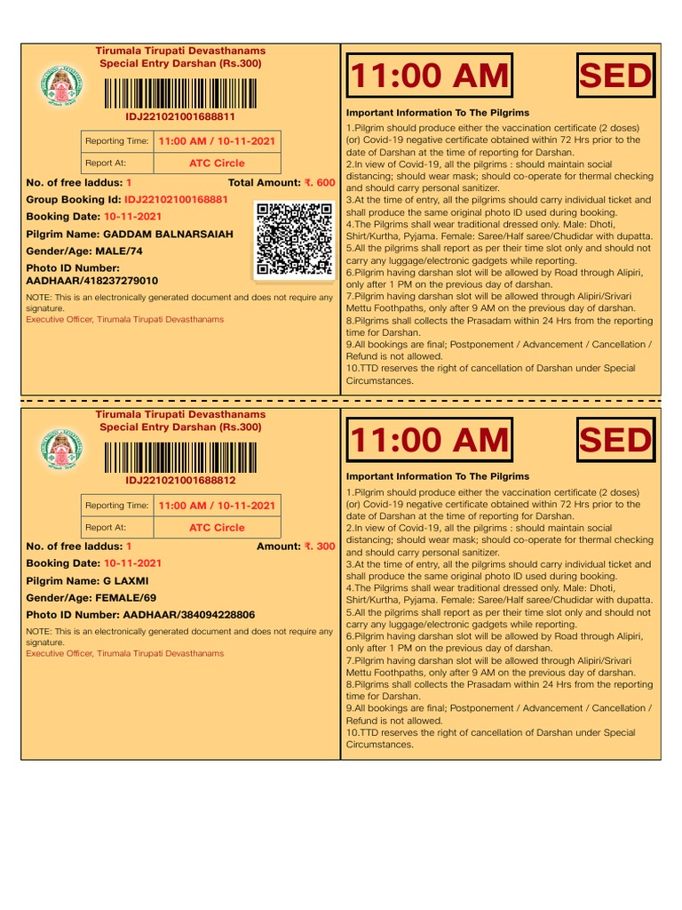 Tirumala Tirupati Devasthanams (Official Booking P | PDF