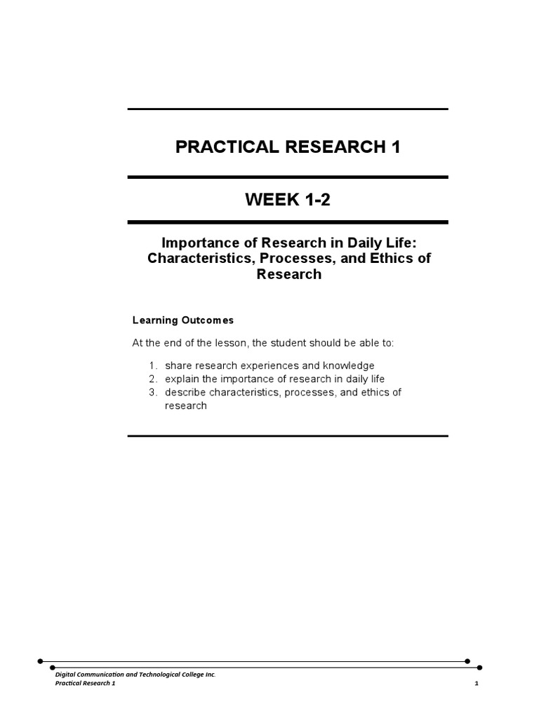 Module in Practical Research 1 Standard Format | PDF | Qualitative ...