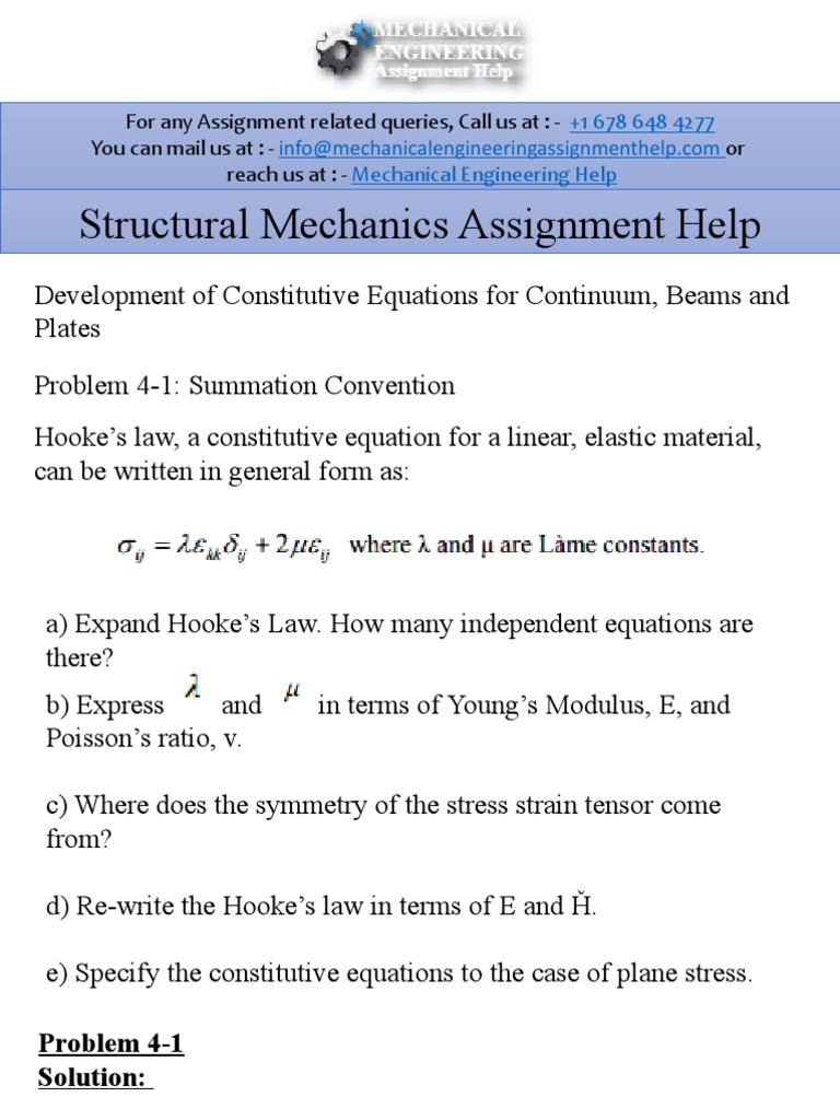 Structural Mechanics Assignment Help | PDF