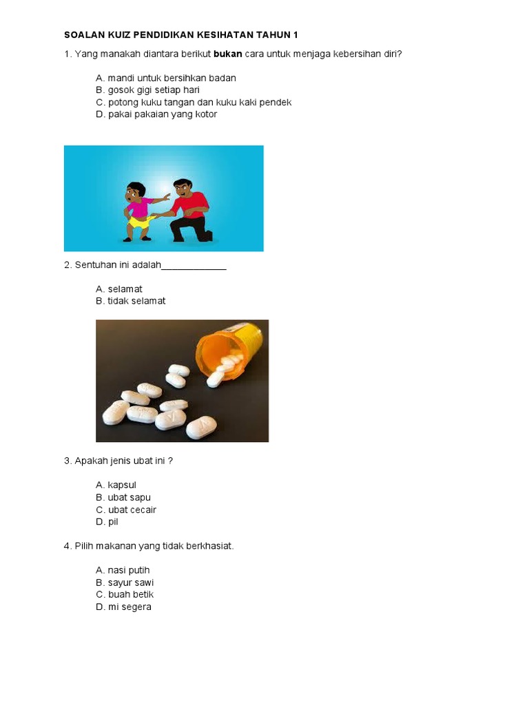Soalan Kuiz Pendidikan Kesihatan Tahun 1 | PDF | Pengembangan Diri