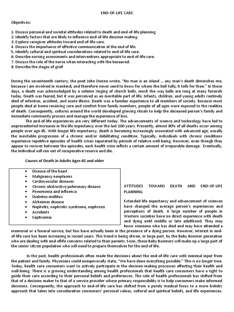 Causes of Death in Adults Ages 65 and Older | PDF | End Of Life Care ...