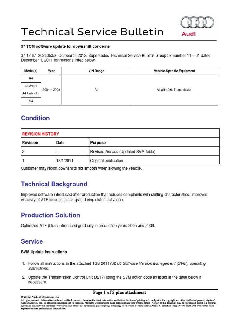 Technical Service Bulletin: Condition | PDF | Copyright | Software