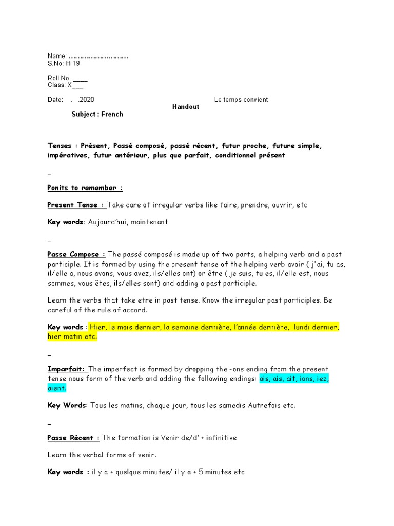 Tenses in French: Key Rules and Tips | PDF | Linguistique | Grammaire