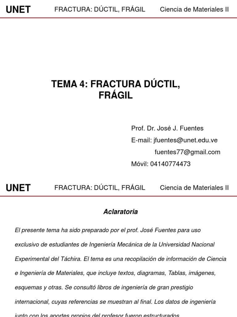 Fractura Dúctil y Frágil en Materiales | PDF | Fractura | Materiales