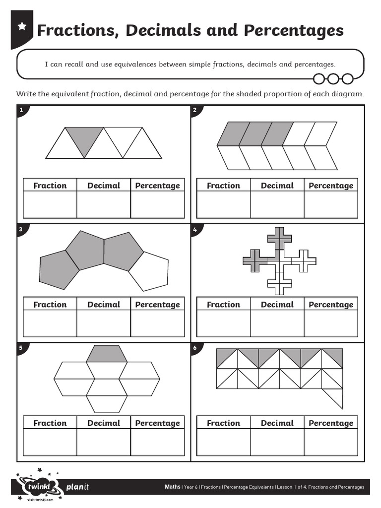 Fractions Decimals and Percentages Activity Sheet | PDF | Percentage ...