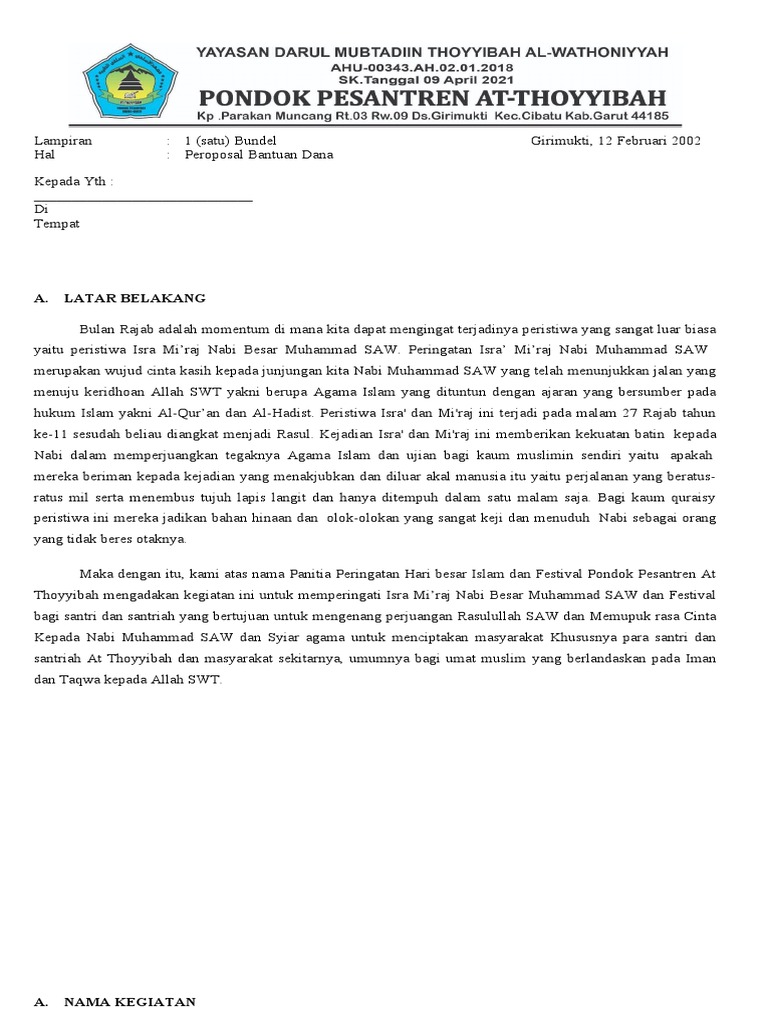 Proposal Isra'mi'raj Atb | PDF