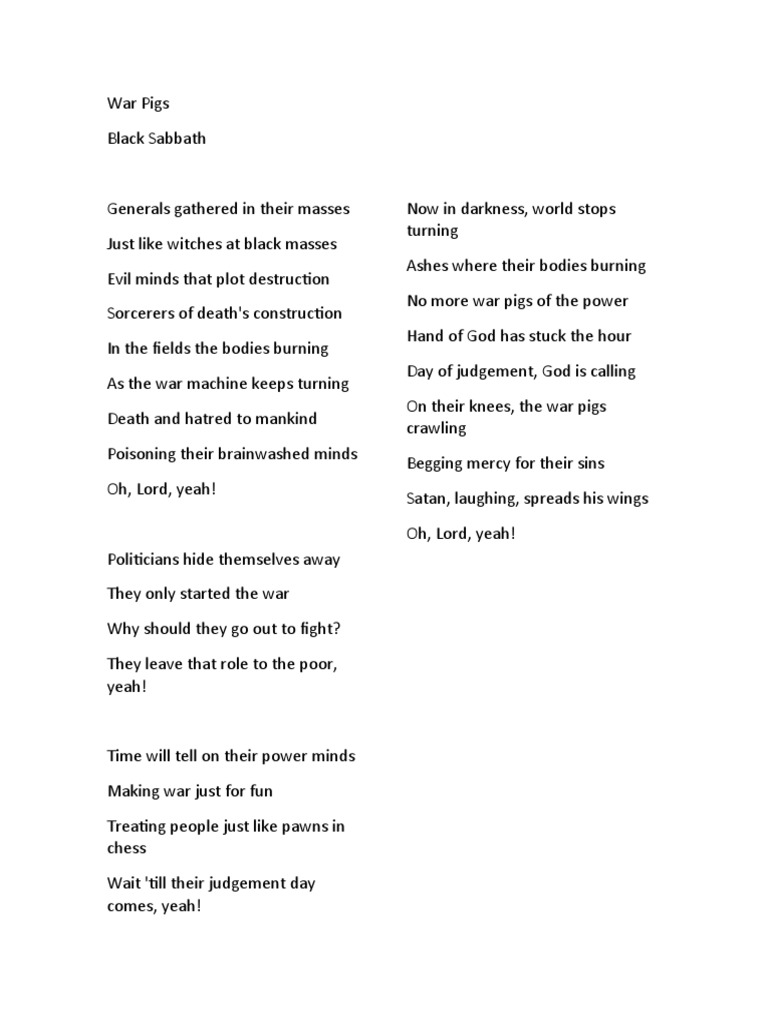 War Pigs | PDF