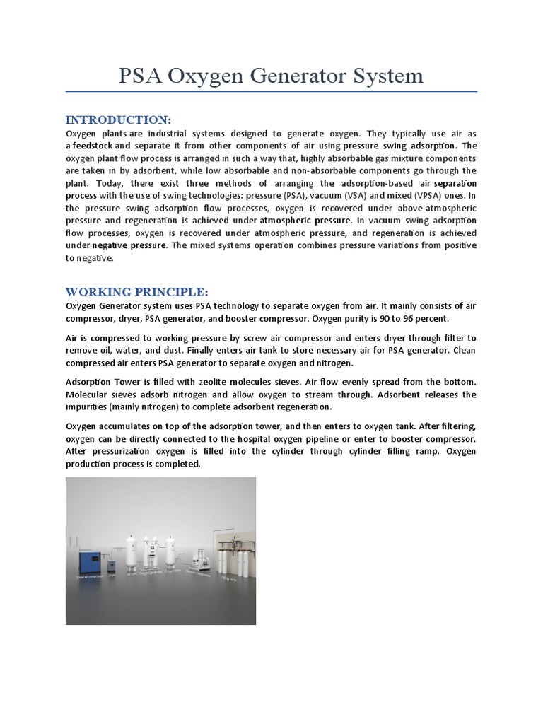PSA Oxygen Generator System | PDF | Gases | Gas Technologies