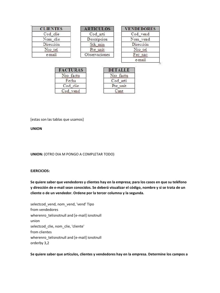 Ejercicios Sql Bases De Datos Informática