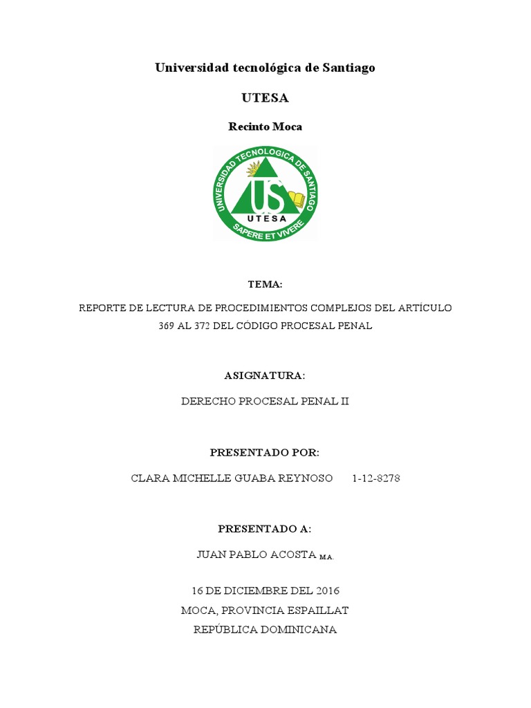 Procedimientos Complejos en CPP Art. 369-372 | PDF | Ley procesal | Sentencia (ley)