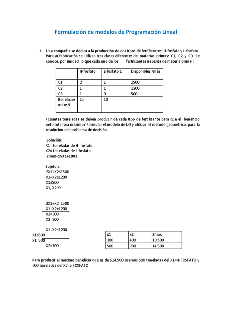 Modelos de Programación Lineal para Optimización | PDF | Comida y bebida