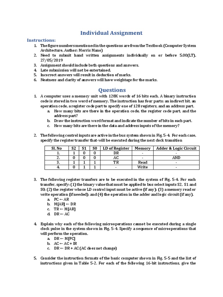 Individual Assignment Questions | PDF | Bit | Integrated Circuit