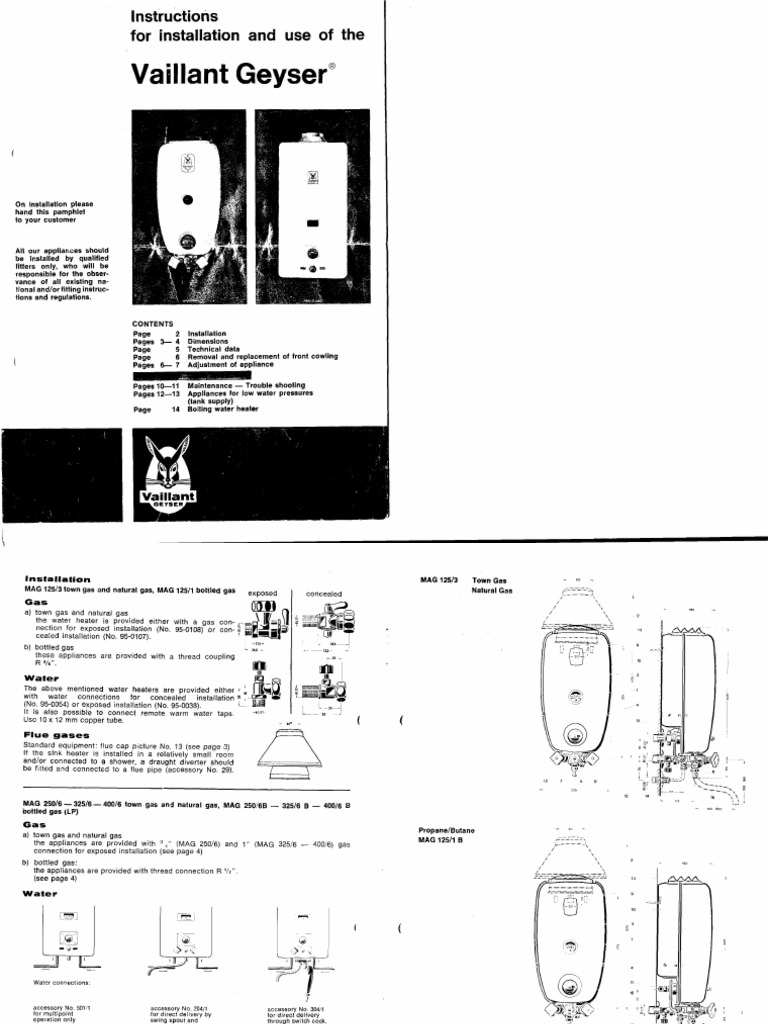 Vaillant Geyser Installation Manual | PDF | Water Heating | Tap (Valve)