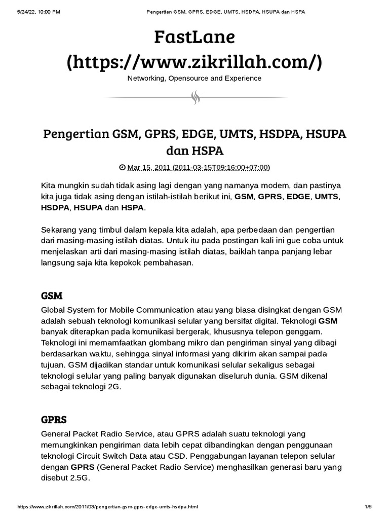Pengertian GSM, GPRS, EDGE, UMTS, HSDPA, HSUPA Dan HSPA | PDF | Teknologi & Rekayasa