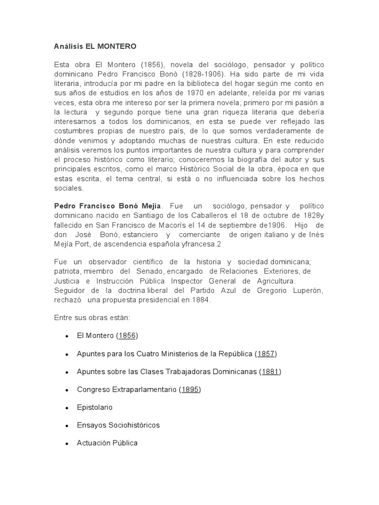 Analisis Del Libro Montero | PDF