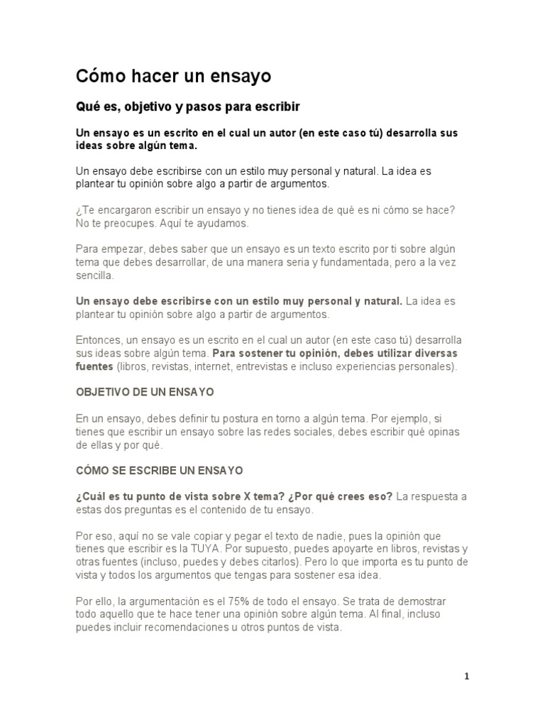 Guía para Escribir un Ensayo | PDF | Ensayos