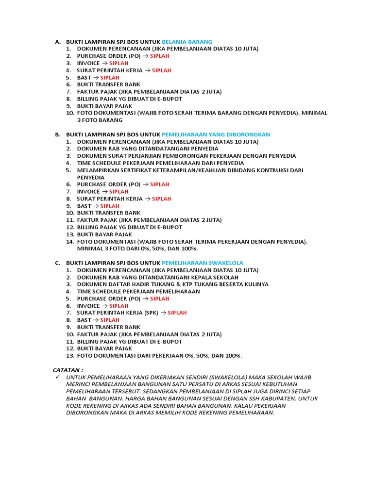 Bukti Lampiran SPJ Bos Untuk Belanja Barang | PDF