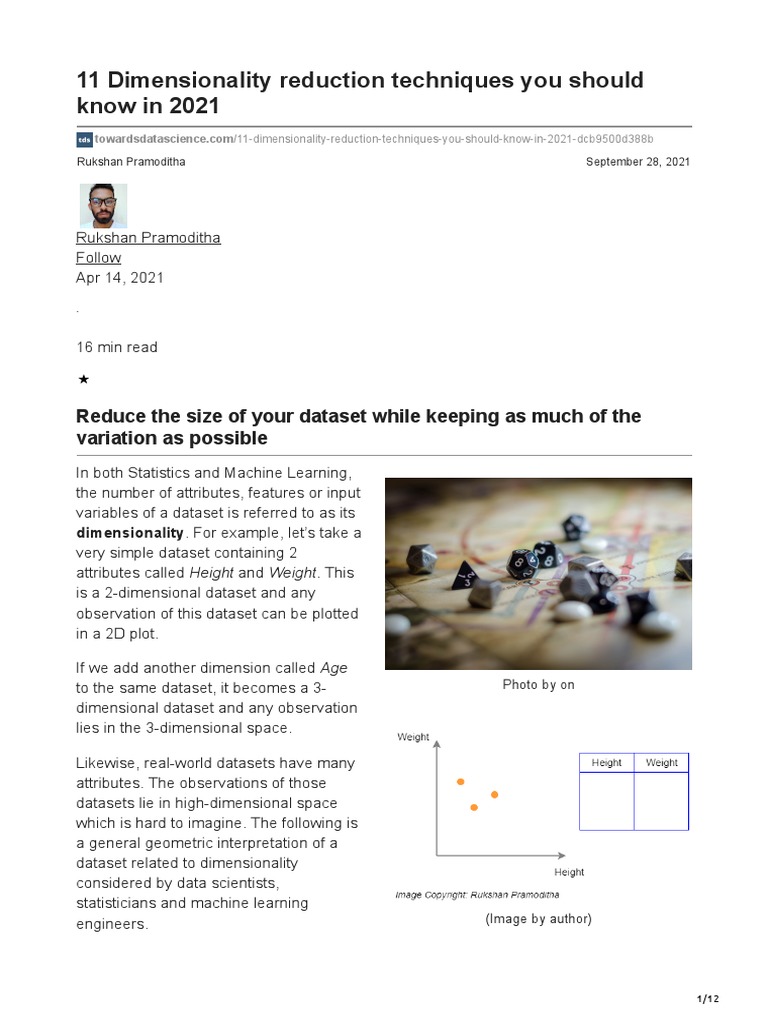 Dimensionality Reduction Techniques You Should Know in 2021 | PDF ...