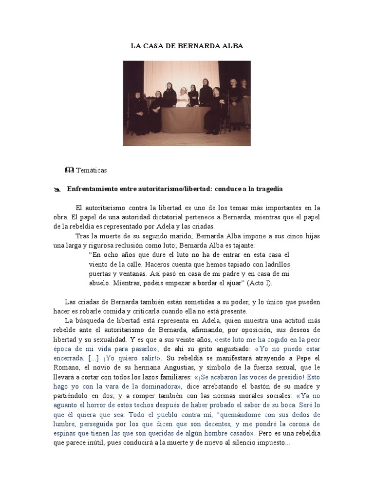 Análisis de "La Casa de Bernarda Alba" | PDF | Federico García Lorca