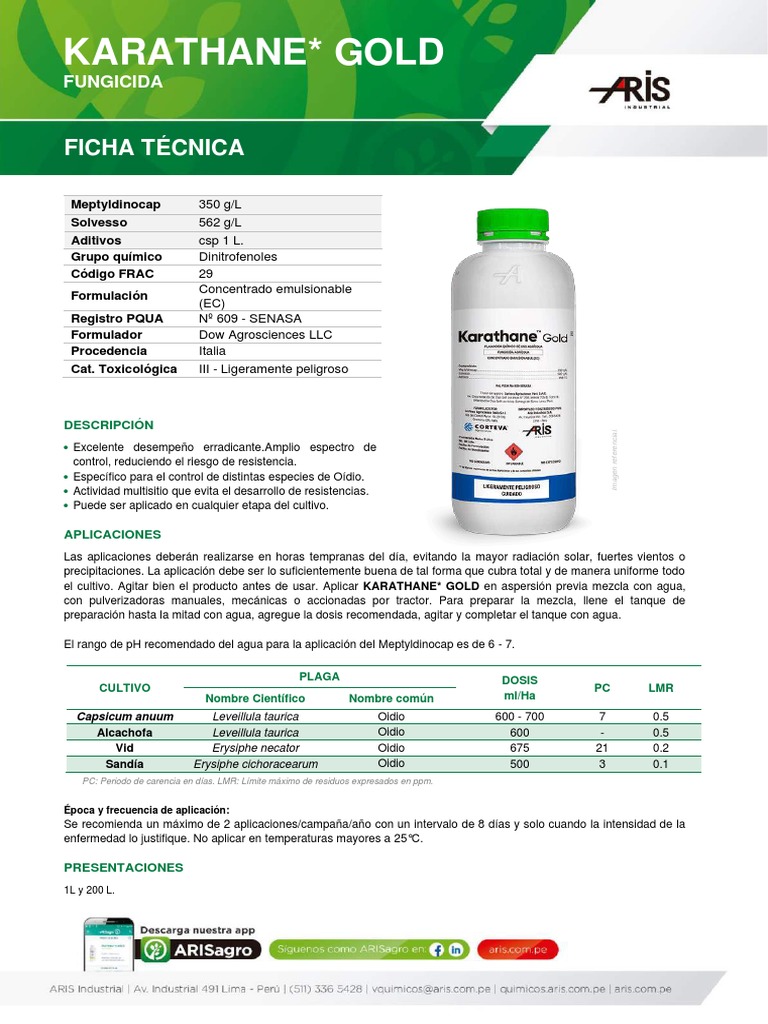 Ficha Técnica de Karathane Gold | PDF | Agua