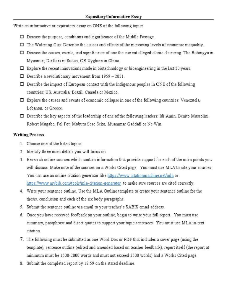 Expository - Informative Research Report - Student Handout | PDF ...