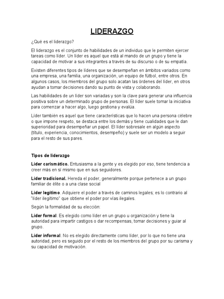 LIDERAZGO | PDF | Liderazgo | Conceptos psicologicos