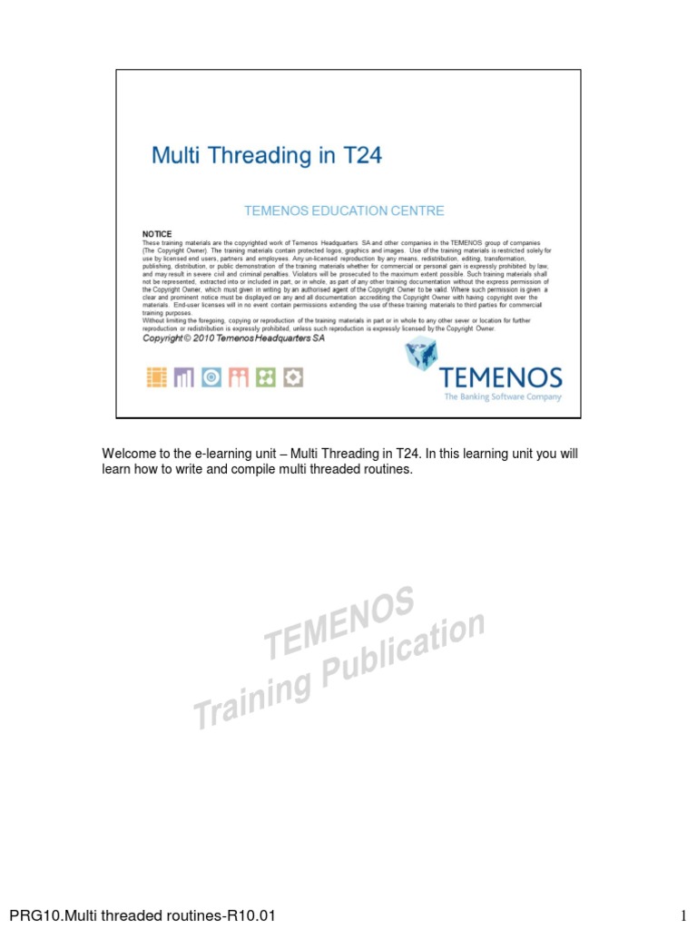 PRG10. Multi Threading in T24 - R10.02 | PDF | Subroutine | Thread (Computing)