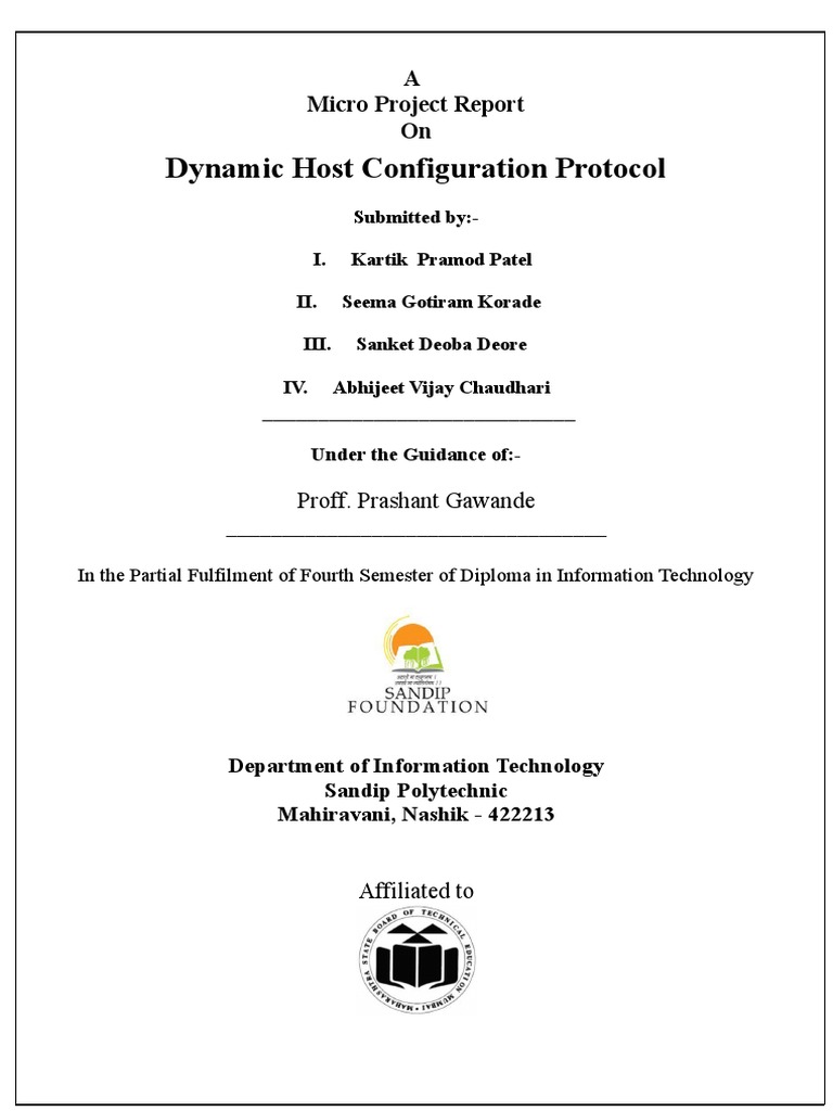 Dynamic Host Configuration Protocol: A Micro Project Report On | PDF | Ip Address | Computer Network