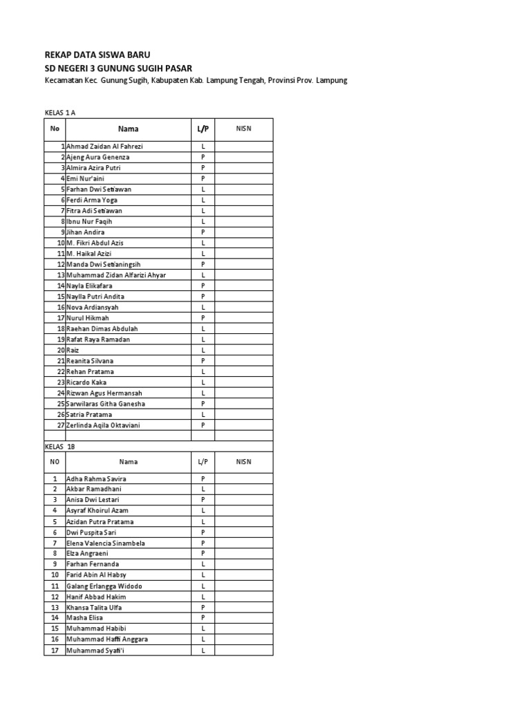 Rekap Siswa Baru | PDF