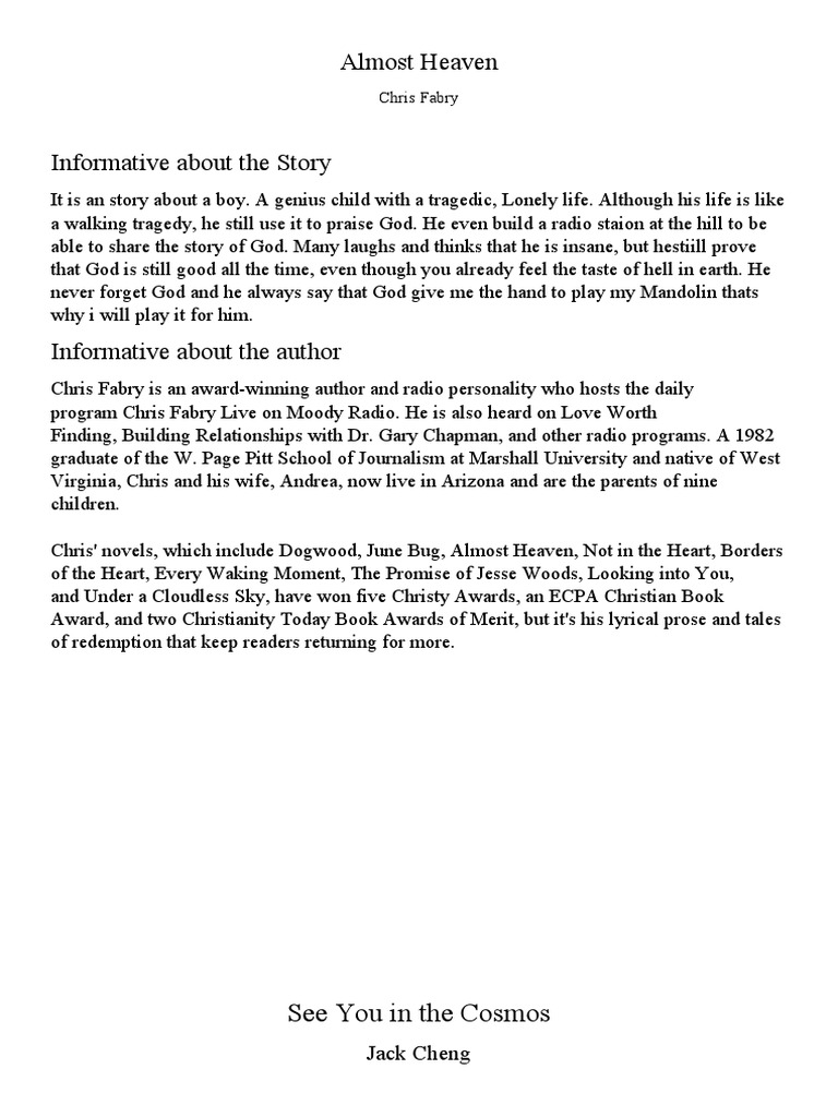 Almost Heaven: See You in The Cosmos | PDF