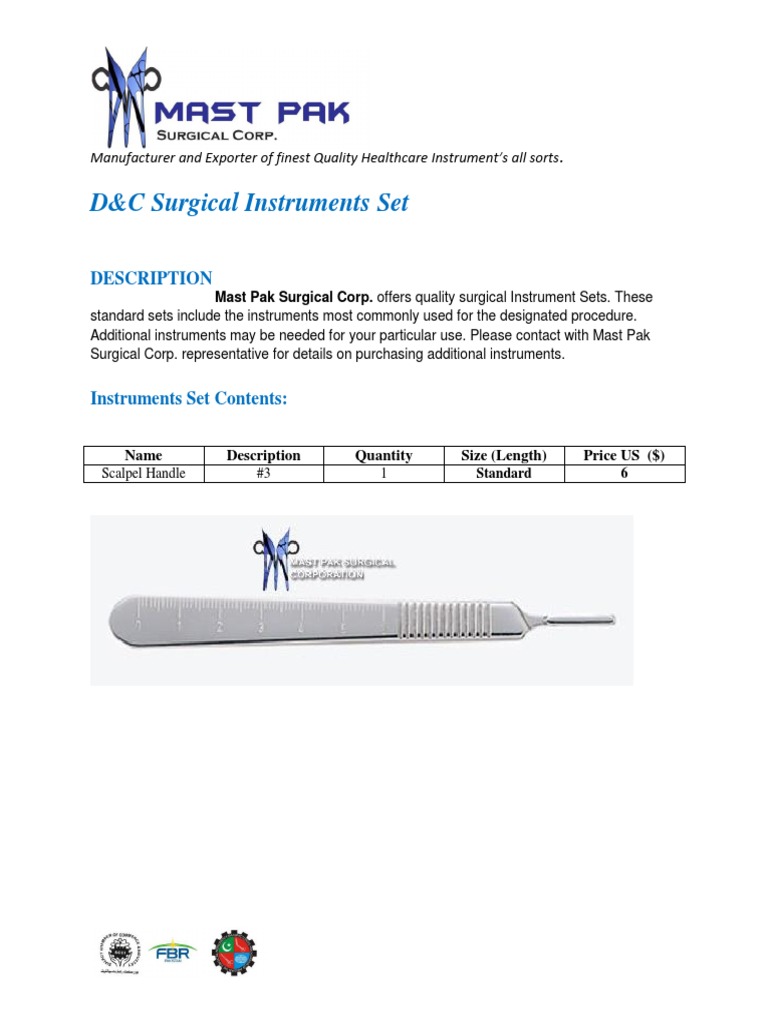 D&C Surgical Instruments Set Overview | PDF | Medical Specialties ...