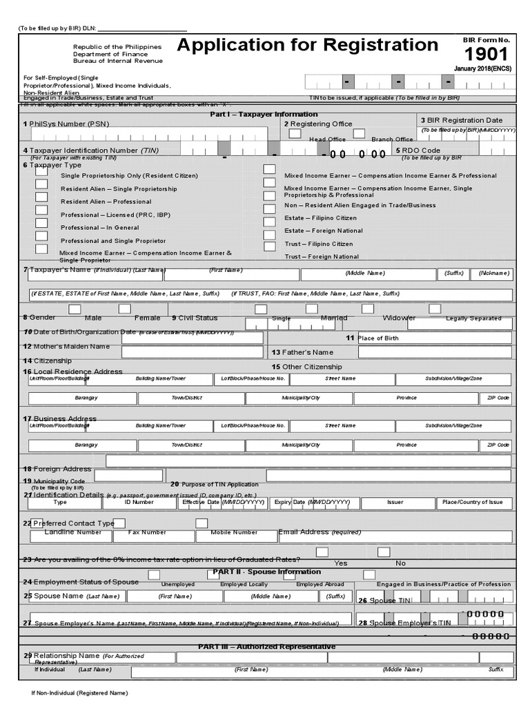 Application for Taxpayer Registration | PDF | Taxes | Sole Proprietorship