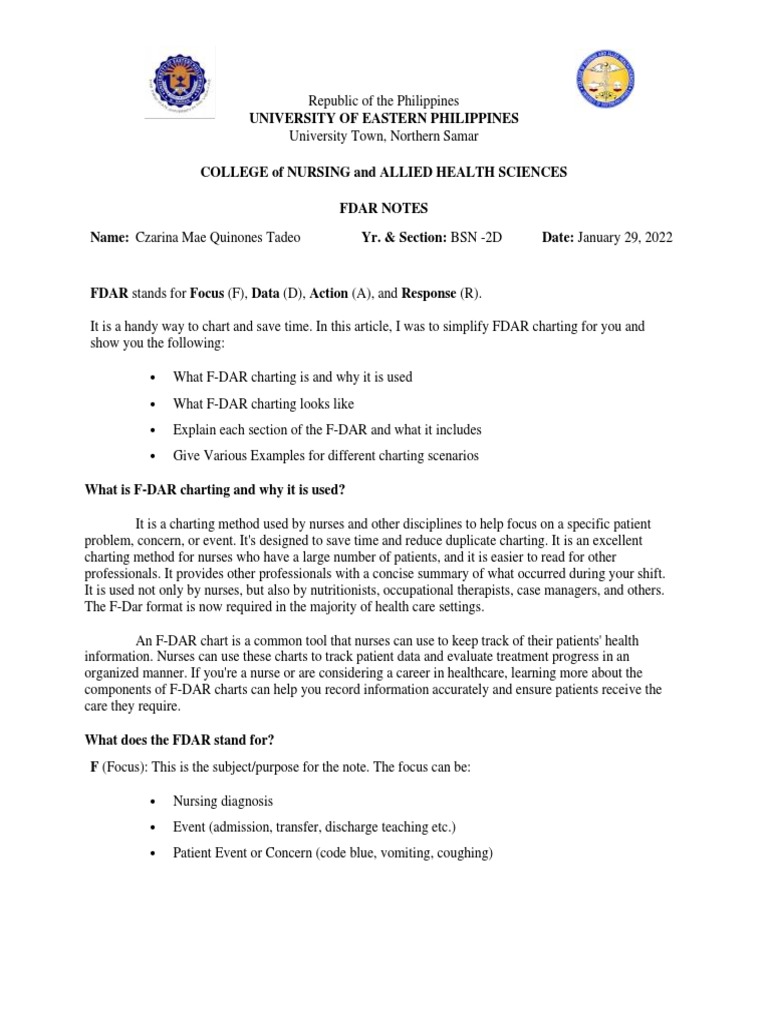 FDAR | PDF | Patient | Nursing