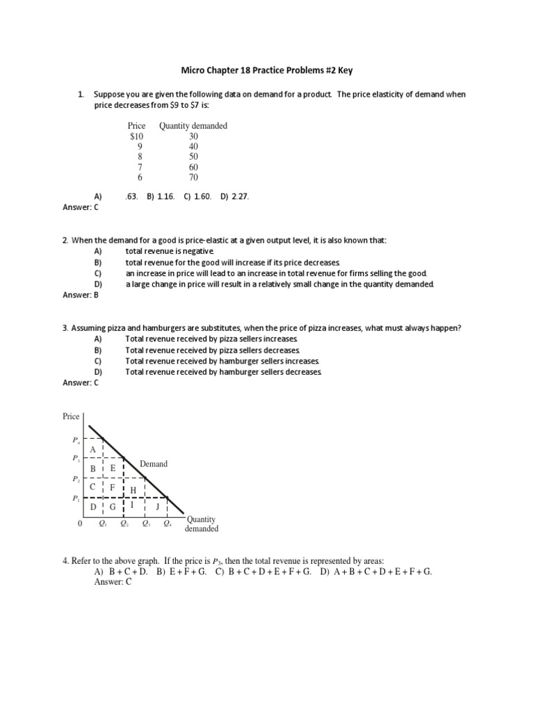Micro Chapter 18 Practice Problems 2 Key | PDF | Price Elasticity Of Demand | Elasticity (Economics)