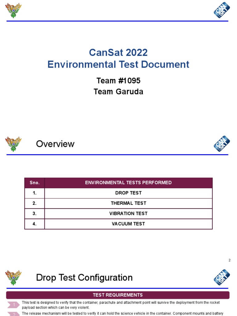 Cansat 2022 Environmental Test Document: Team #1095 Team Garuda | PDF ...