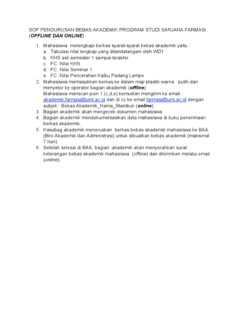 Proses Bebas Akademik Farmasi | PDF