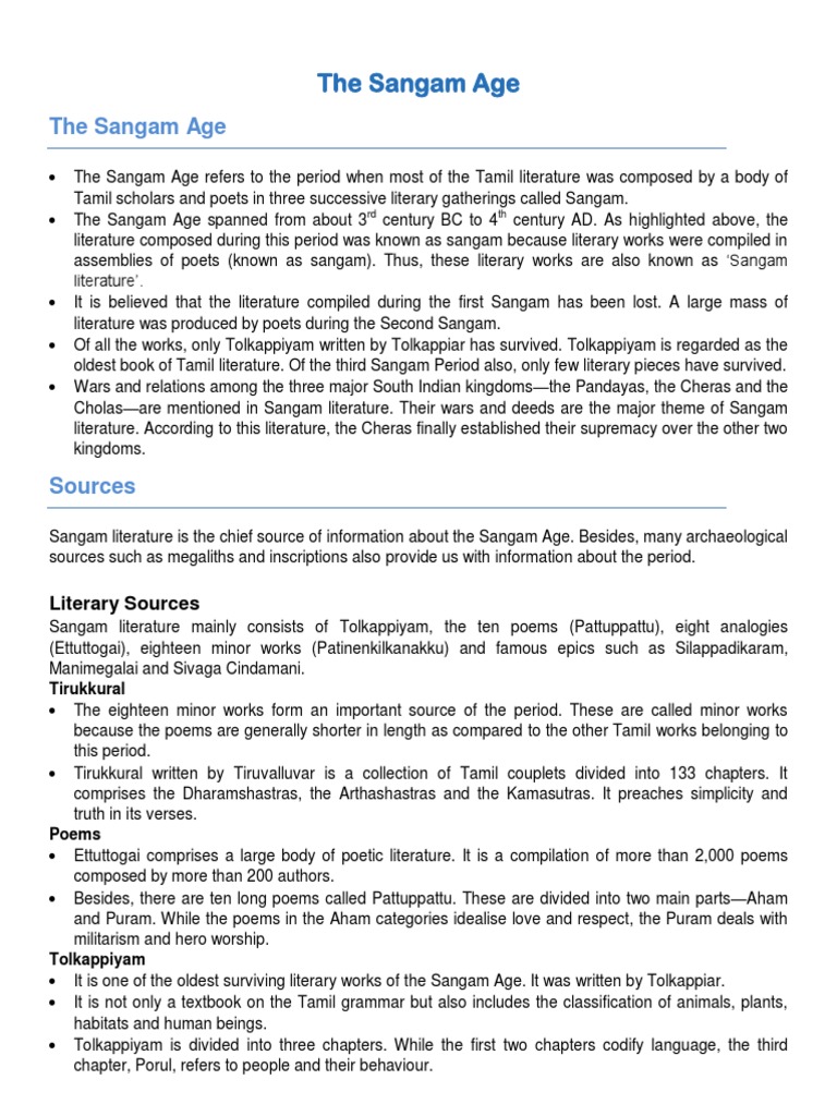 CH-5 The Sangam Age | PDF | Tamils | Ancient India