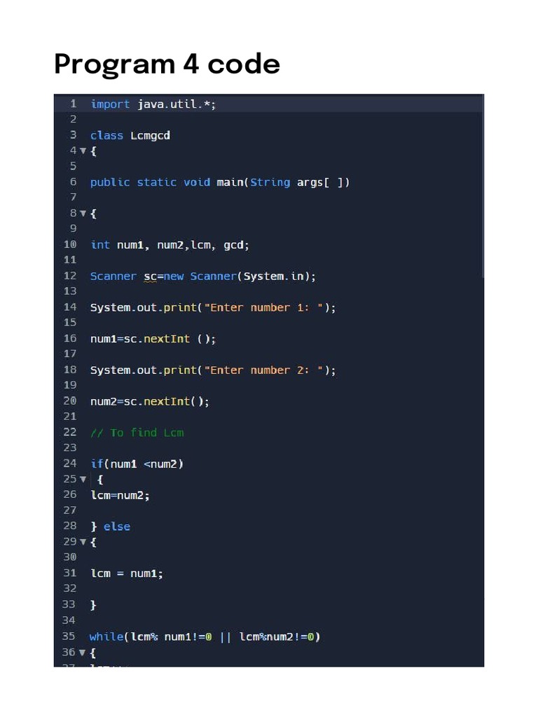 Java Program To Finf LCM & GCD of A Number | PDF