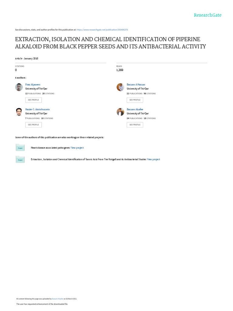 Black Pepper | PDF | Thin Layer Chromatography | Precipitation (Chemistry)